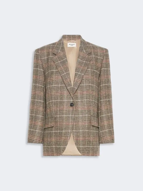 Max Mara Prince Of Wales Check Wool Single-breasted Blazer