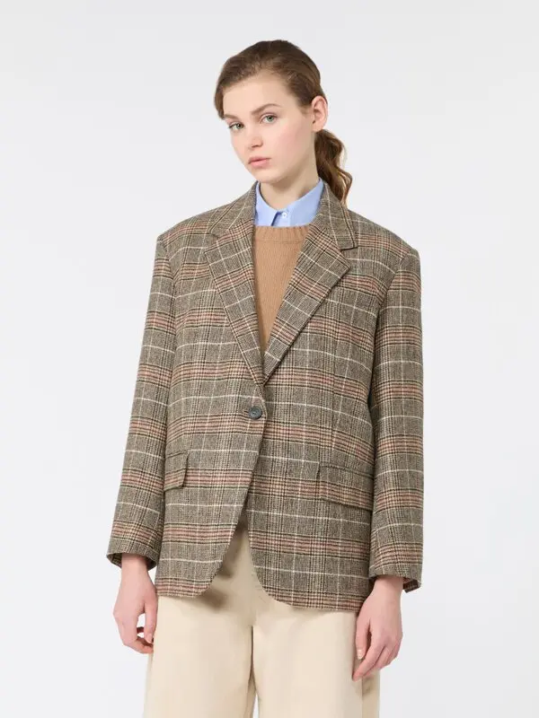 Max Mara Prince Of Wales Check Wool Single-breasted Blazer