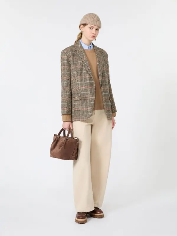 Max Mara Prince Of Wales Check Wool Single-breasted Blazer