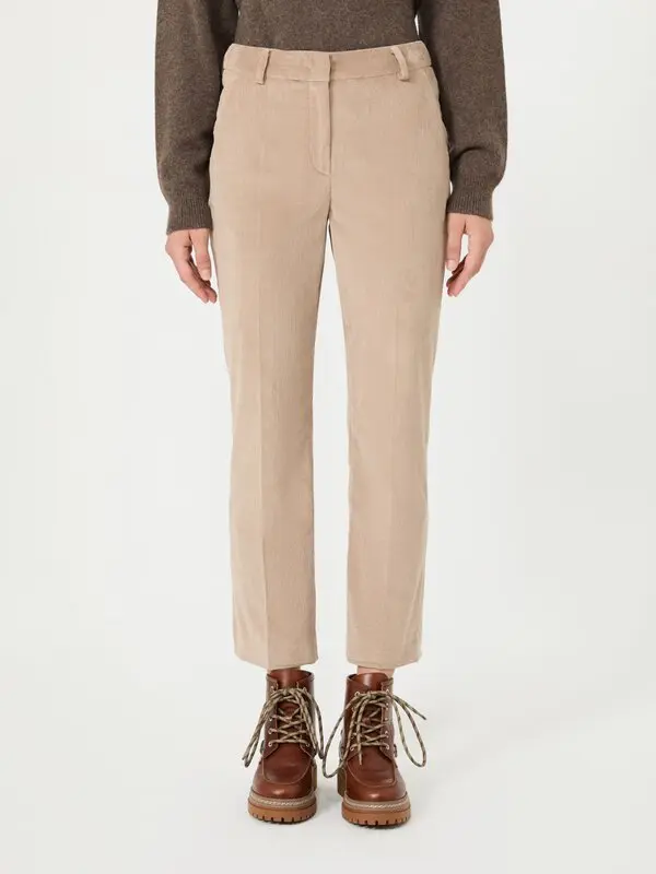 Max Mara Cotton Velvet Cropped Trousers - Sand