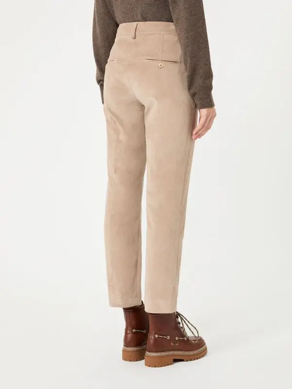 Max Mara Cotton Velvet Cropped Trousers - Sand
