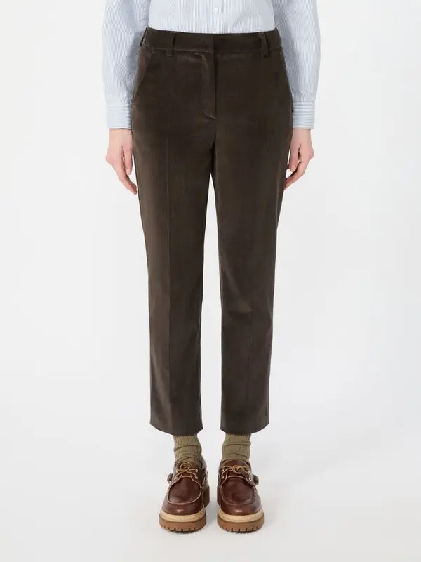 Max Mara Cotton Needlecord Cropped Trousers - Dark Brown