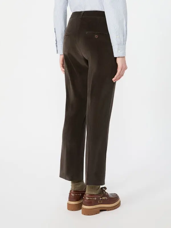 Max Mara Cotton Needlecord Cropped Trousers - Dark Brown