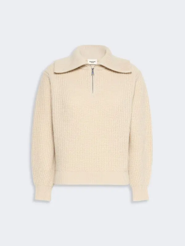 Max Mara Wool Zip-up Roll-neck Jumper - Ice