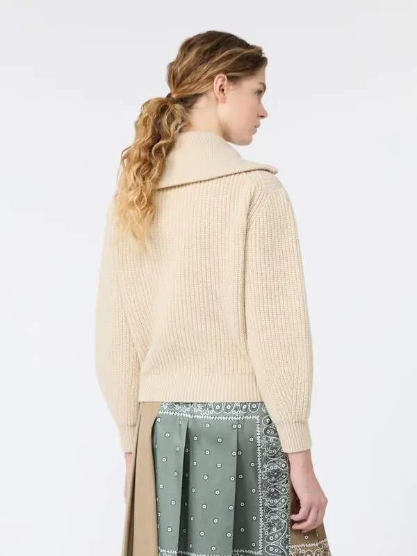 Max Mara Wool Zip-up Roll-neck Jumper