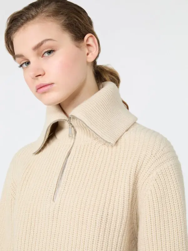 Max Mara Wool Zip-up Roll-neck Jumper