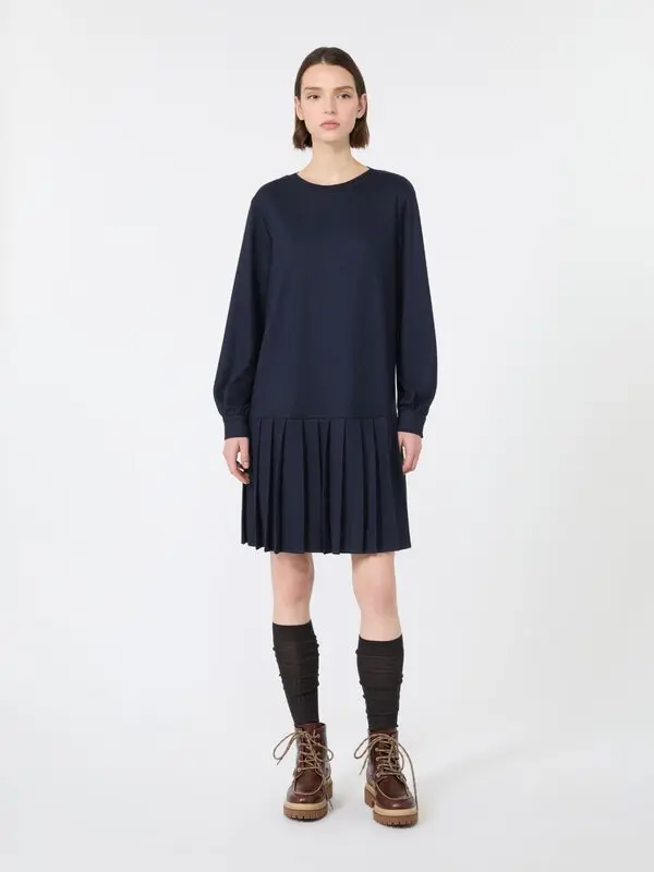 Max Mara Jacquard Jersey Pleated Short Dress