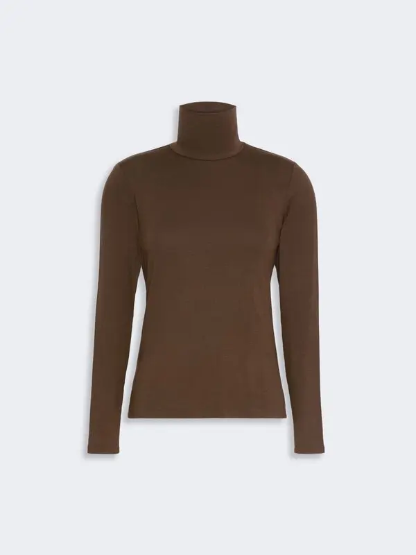 Max Mara Slim-fit Stretch Viscose Jersey Turtleneck Top - Dark Brown