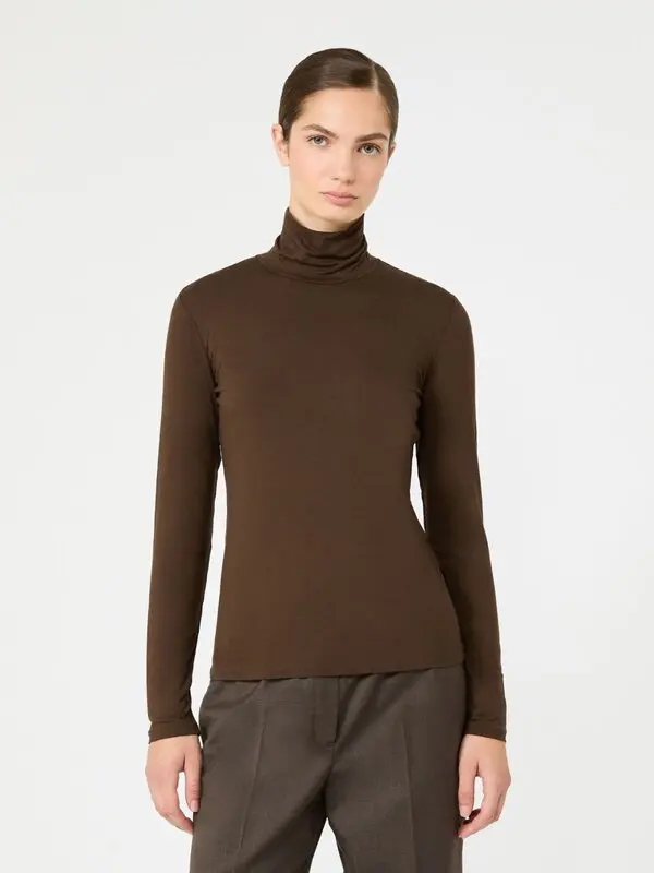 Max Mara Slim-fit Stretch Viscose Jersey Turtleneck Top