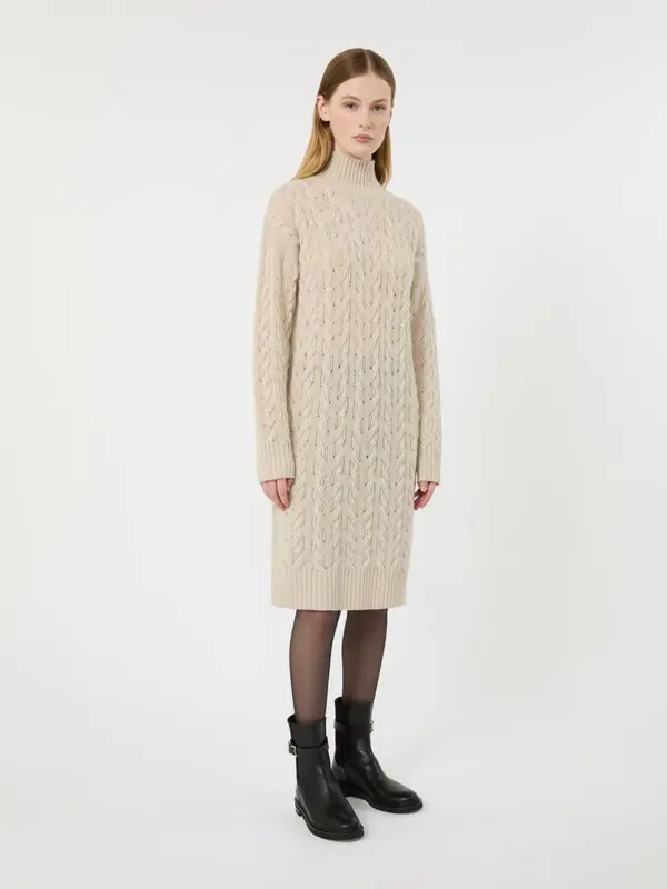 Max Mara Wool And Cashmere Relaxed-fit Cable-knit Midi Dress