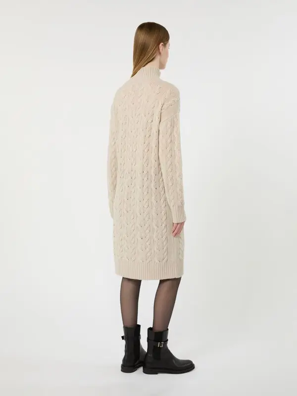 Max Mara Wool And Cashmere Relaxed-fit Cable-knit Midi Dress