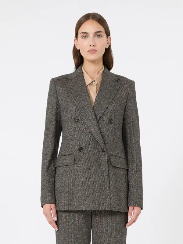 Max Mara Double-breasted Jacquard Jersey Blazer