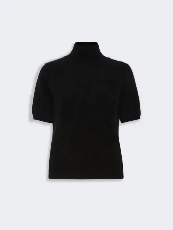 Max Mara Brushed Wool Yarn Polo-neck Sweater - Black