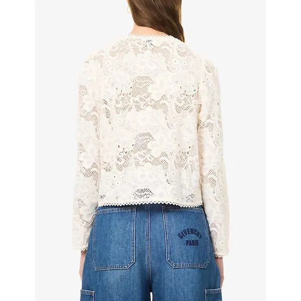 ME+EM Collarless Cotton-lace Jacket