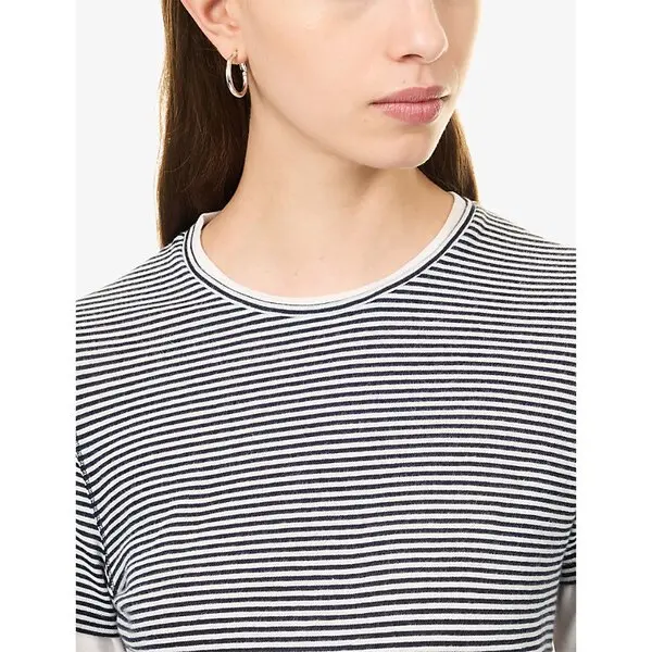 ME+EM Double-layered Striped Cotton T-shirt