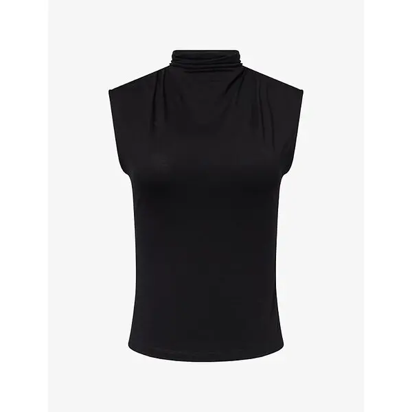 ME+EM High-neck Draped Jersey Top
