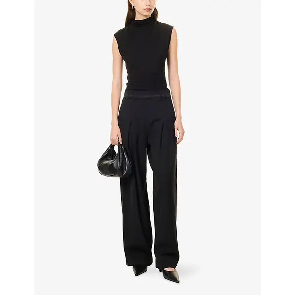 ME+EM High-neck Draped Jersey Top