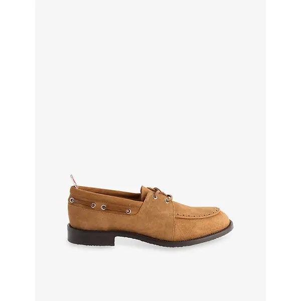 Thom Browne Padded Suede Boat Shoes - Caramel