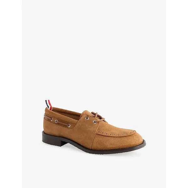 Thom Browne Padded Suede Boat Shoes - Caramel