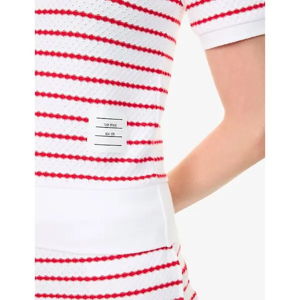 Thom Browne Striped Short-sleeve Cotton-knit Top