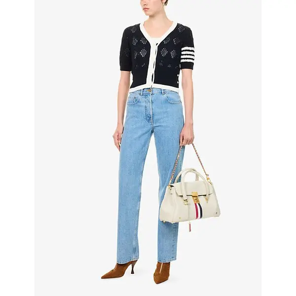 Thom Browne V-neck Cable-knit Cotton Cardigan - Navy