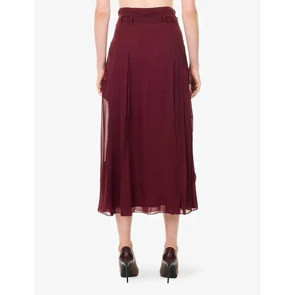 Gabriela Hearst Dugald Belted Silk Midi Skirt