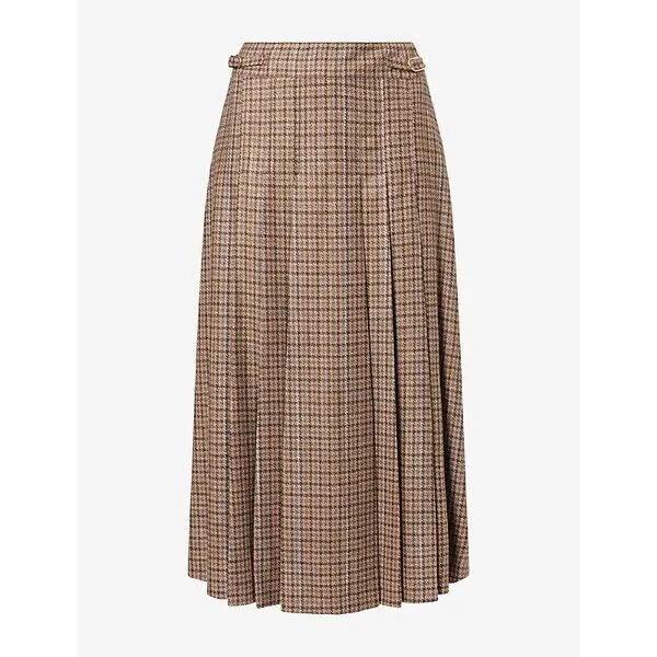 Gabriela Hearst Checked Wool-blend Midi Skirt - Camel Multi