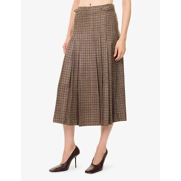 Gabriela Hearst Checked Wool-blend Midi Skirt
