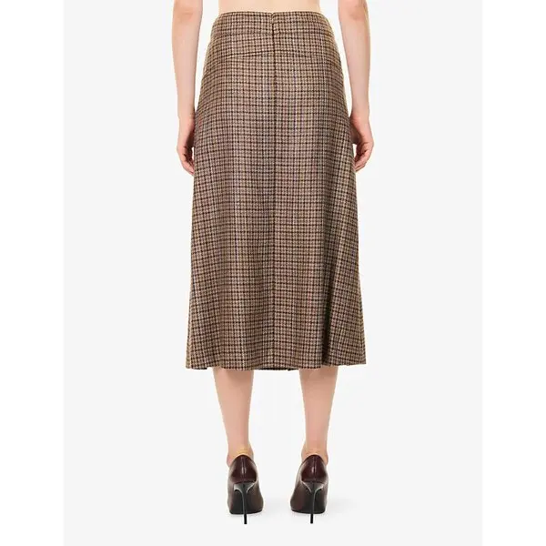 Gabriela Hearst Checked Wool-blend Midi Skirt