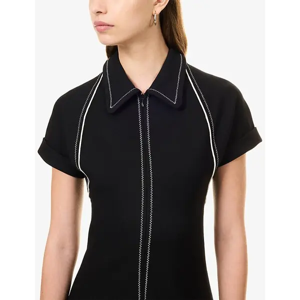 ME+EM Contrast-stitch Fit-and-flare Jersey Midi Dress