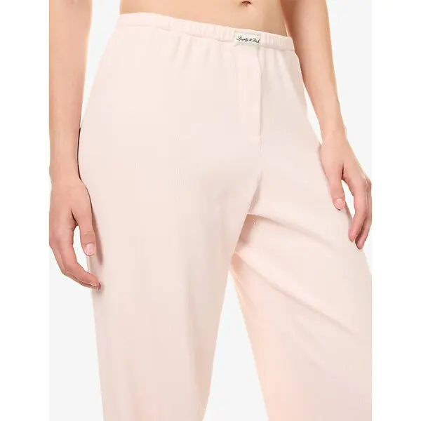 SPORTY & RICH Ribbed Stretch-cotton Jogging Bottoms