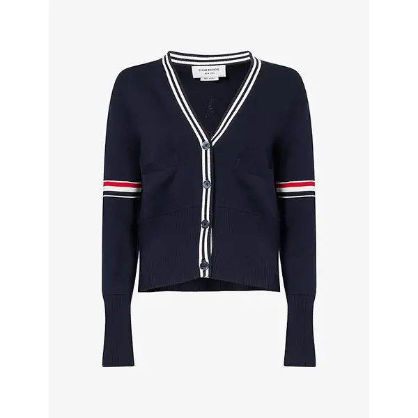Thom Browne Sailboat Striped Cotton Cardigan