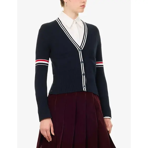 Thom Browne Sailboat Striped Cotton Cardigan