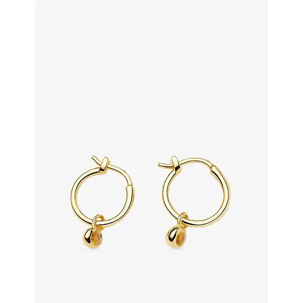 MISSOMA November Birthstone Mini Charm 18ct Yellow Plated Brass And Citrine Hoop Earrings - Gold