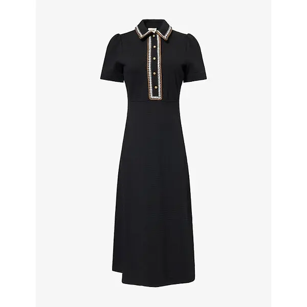 ME+EM Textured Fit-and-flare Jersey Midi Dress