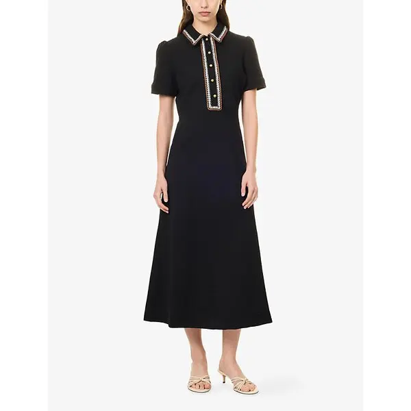 ME+EM Textured Fit-and-flare Jersey Midi Dress