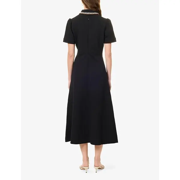 ME+EM Textured Fit-and-flare Jersey Midi Dress