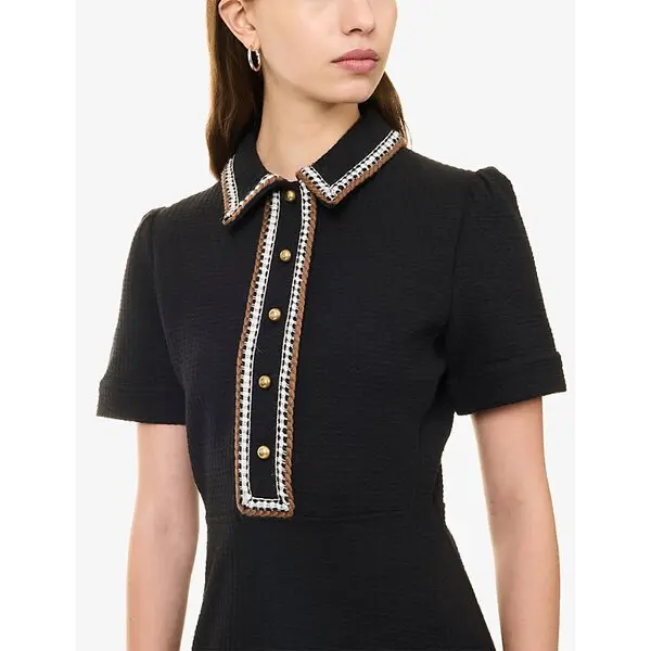 ME+EM Textured Fit-and-flare Jersey Midi Dress