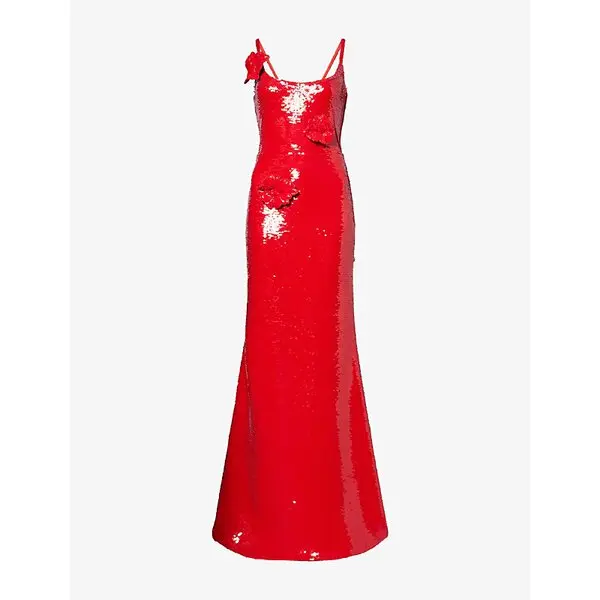 David Koma Flower-embellished Sequinned Gown