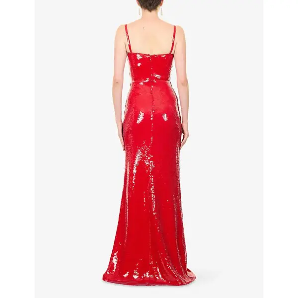 David Koma Flower-embellished Sequinned Gown