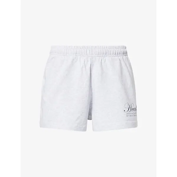 SPORTY & RICH Ny Health Disco Cotton Shorts - Heather Gray