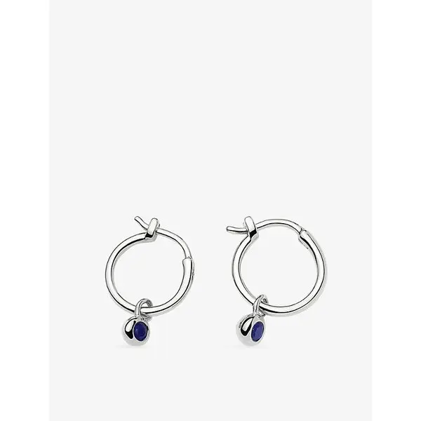 MISSOMA September Birthstone Mini Charm Plated Brass And Lapis Hoop Earrings - Silver