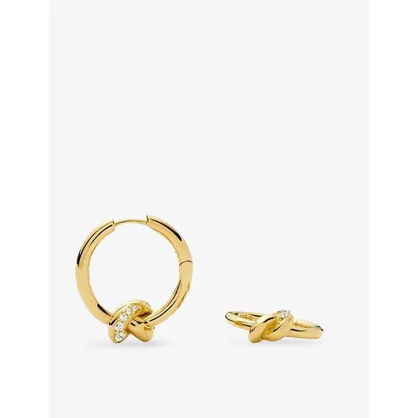 MISSOMA Lucy Williams Pavé Knot Small 18ct Plated Brass Hoop Earrings - Gold