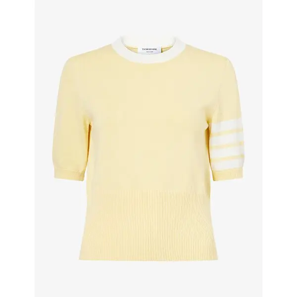 Thom Browne Hector Intarsia-stripe Cotton-knit Top - Light Yellow