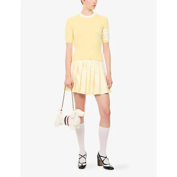 Thom Browne Hector Intarsia-stripe Cotton-knit Top - Light Yellow