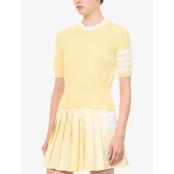 Thom Browne Hector Intarsia-stripe Cotton-knit Top - Light Yellow