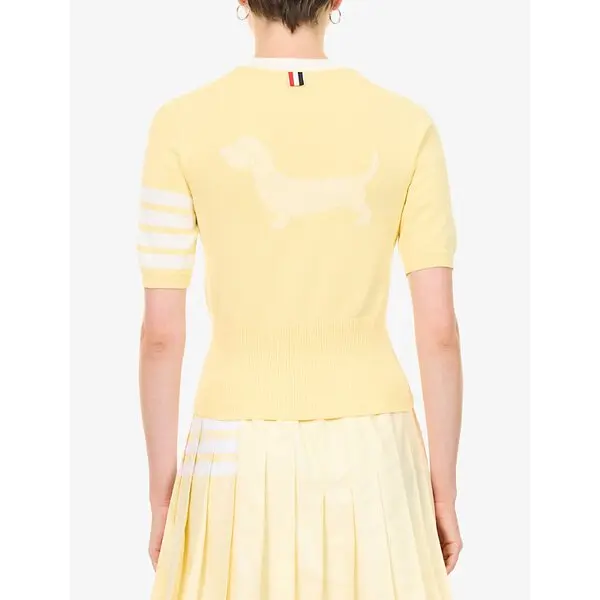 Thom Browne Hector Intarsia-stripe Cotton-knit Top - Light Yellow
