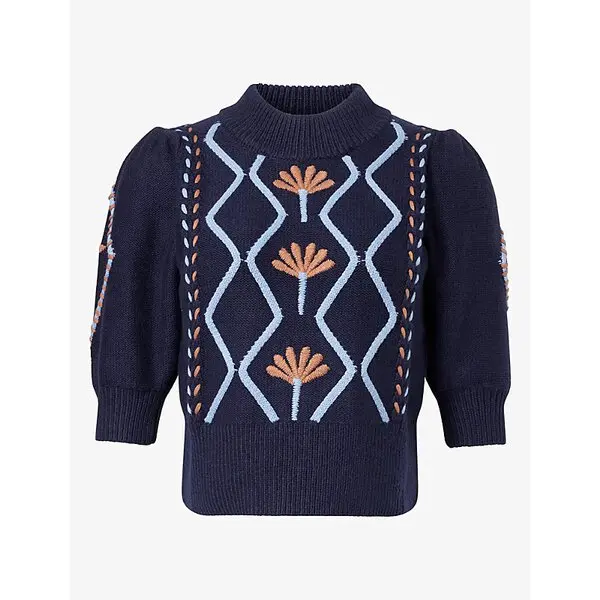 Rails Addy Floral-embroidered Cotton-blend Jumper