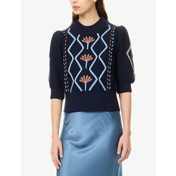 Rails Addy Floral-embroidered Cotton-blend Jumper