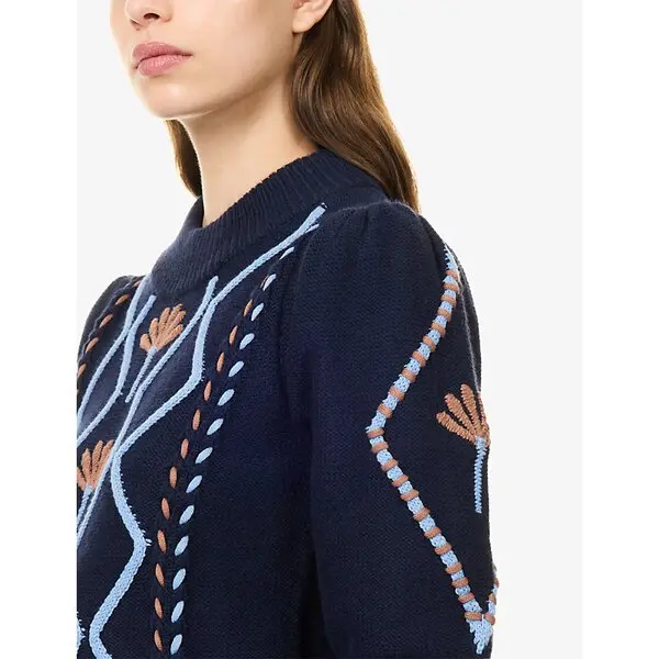 Rails Addy Floral-embroidered Cotton-blend Jumper